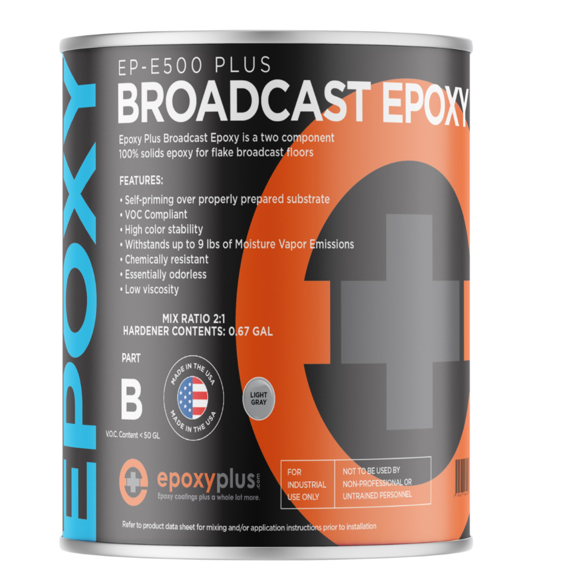 EP-E500 Light Gray Broadcast Epoxy - 2 Gal Kit | 200SF/Gal Coverage